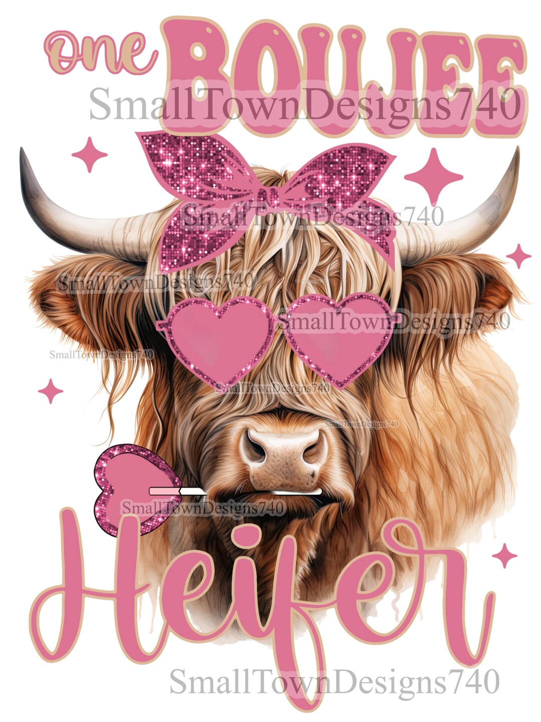 One Boujee Heifer - Valentines Day Cow - Highland - High Resolution PNG ...