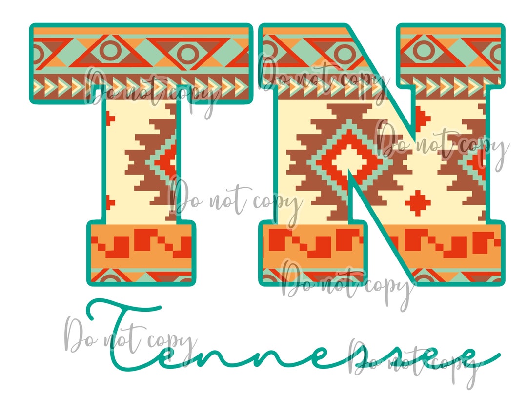 TN Tennessee Block Letters Aztec Western Country High Resolution Png ...