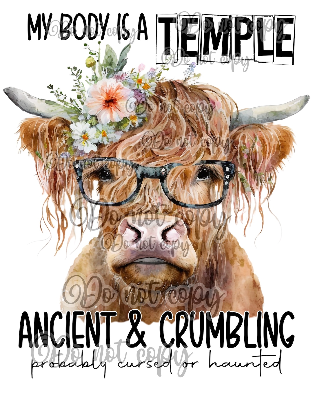 Body is a Temple Ancient and Crumbling Highland Heifer Cow With Glasses ...