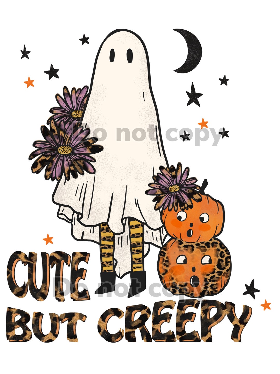 Cute but Creepy Cheetah Ghost Pumpkins Daisies. High Resolution PNG ...