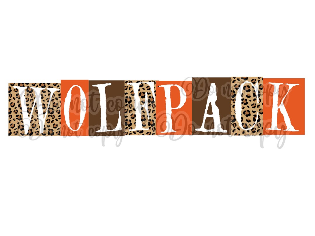 Wolfpack Orange Brown Cheetah School Spirit Block Letters Png High ...
