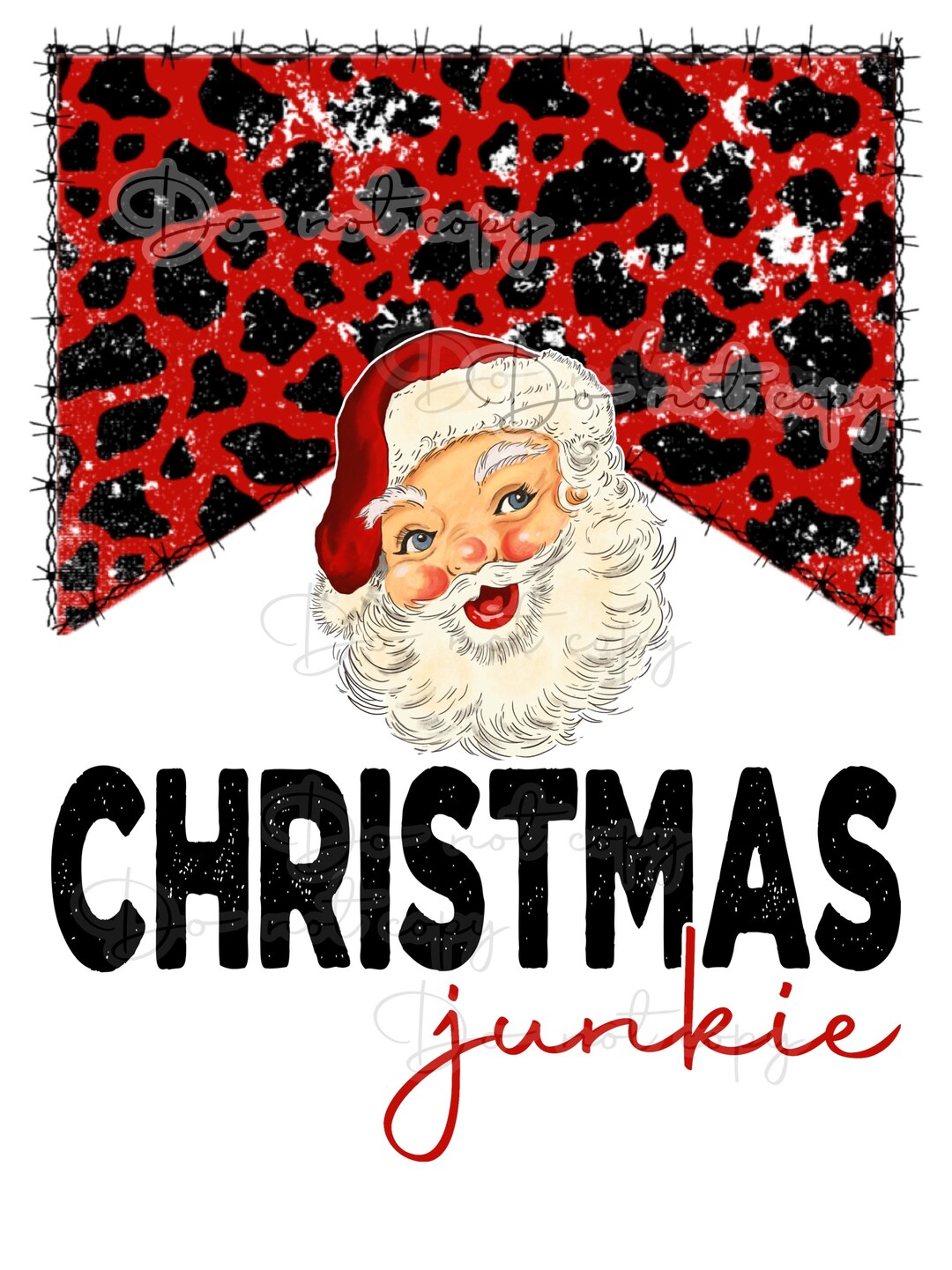 Christmas Junkie Cow Santa Vintage High Resolution PNG Digital File ...