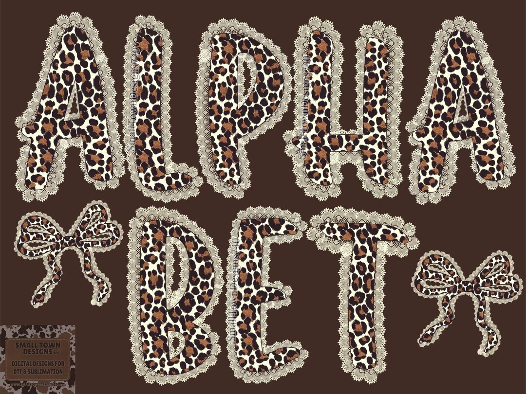 Realistic Faux Lace Cheetah Alphabet - High Resolution PNG Digital File ...