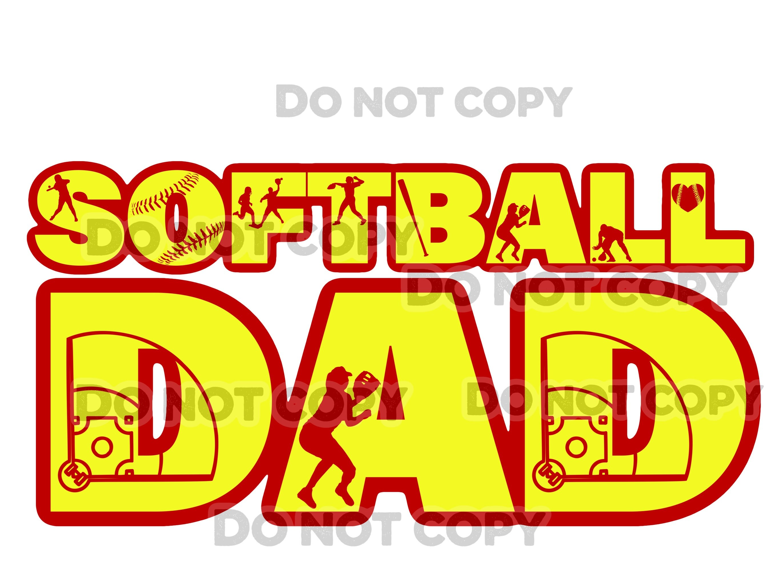 Softball Dad With Players Inside Letters High Resolution PNG Digital ...