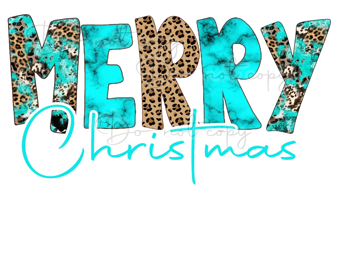 Merry Christmas Turquoise Cheetah High Resolution PNG Digital File ...