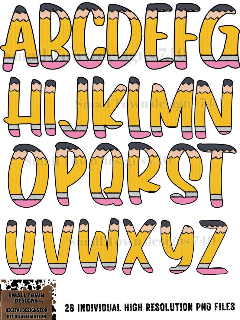 School Themed Complete Alphabet Bundle With Clipart - High Resolution ...