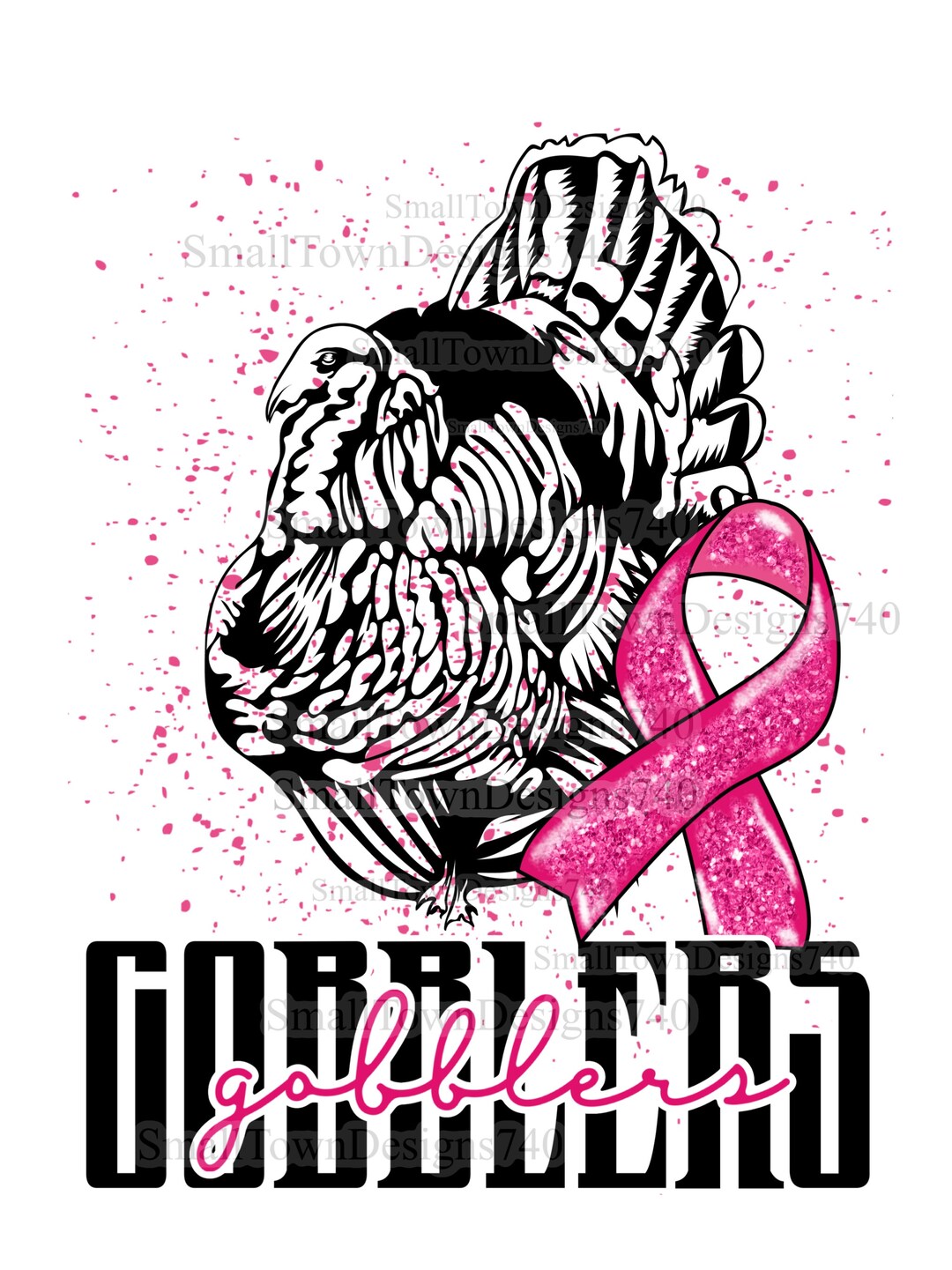 Gobblers Pink Glitter Awareness Splatter School Mascot High Resolution ...