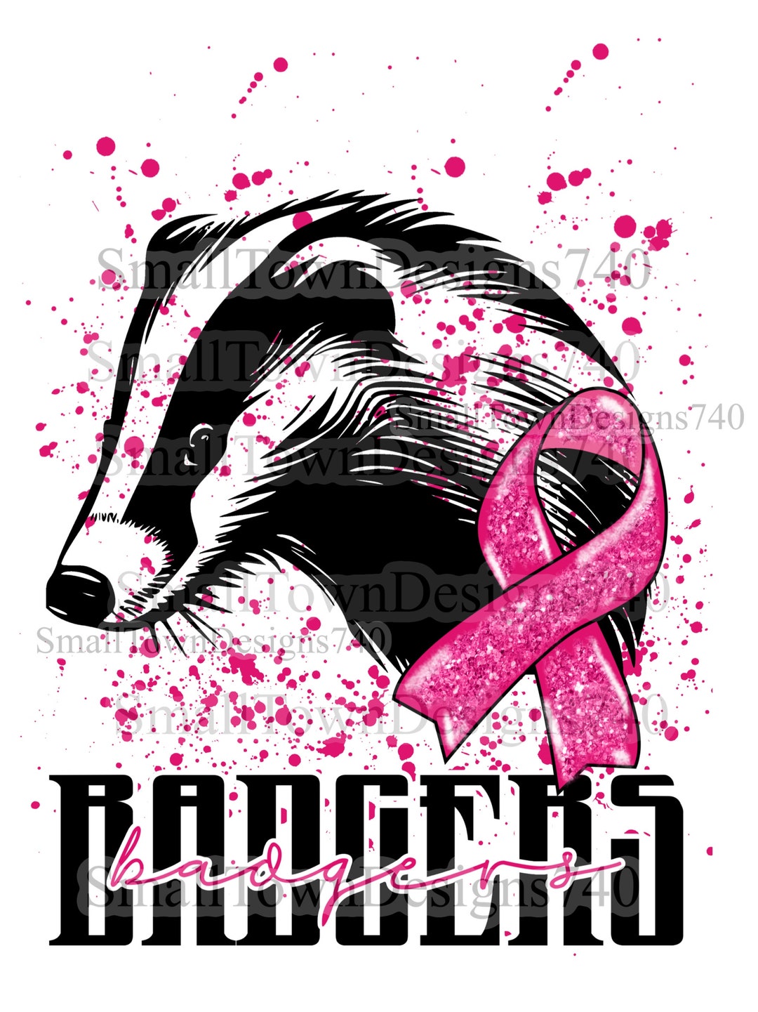Badgers High Resolution PNG Digital Design Bundle Hand Drawn Art Pink ...