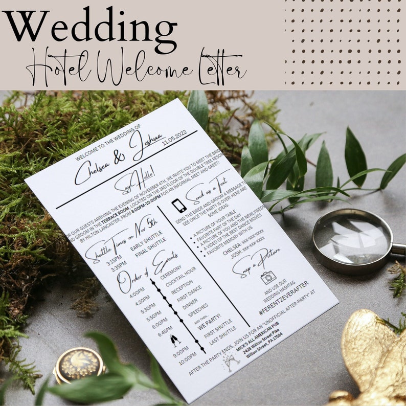 Wedding Hotel Welcome Letter & Itinerary (digital Template) - Etsy