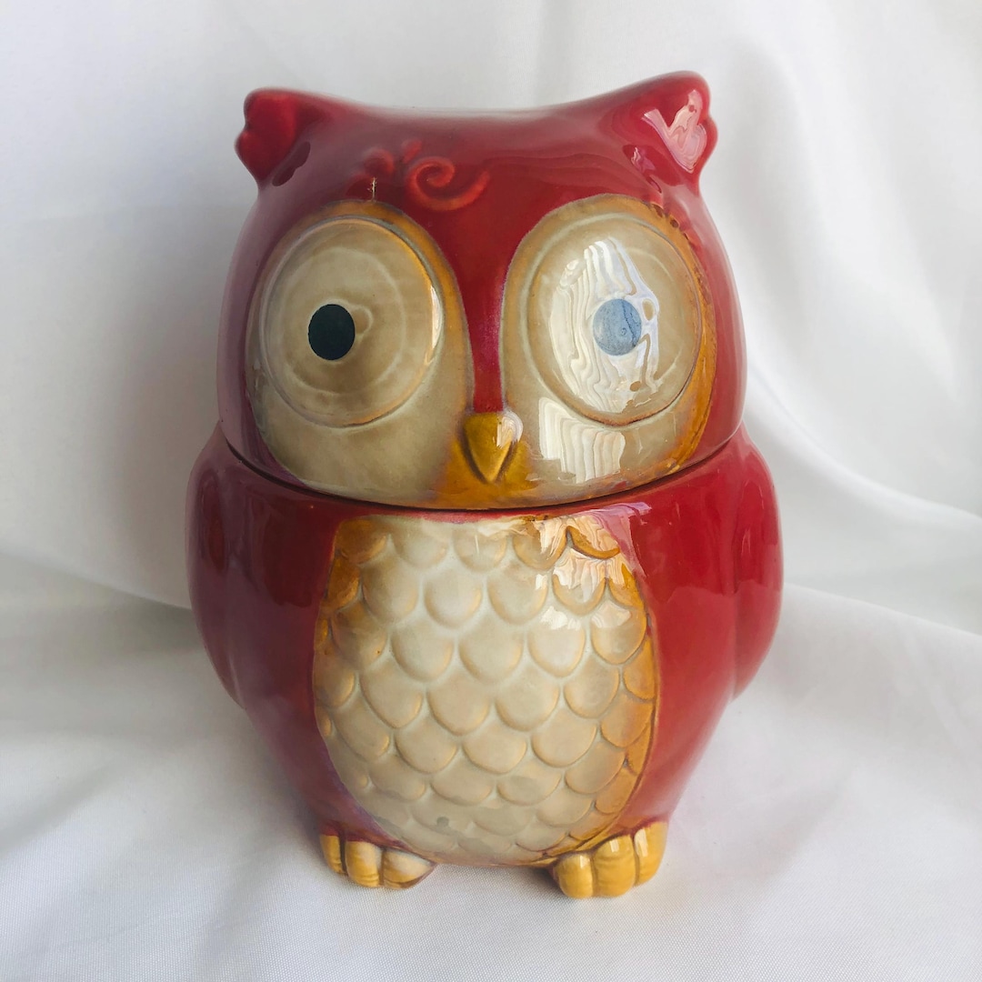VINTAGE Rust/ginger Color Owl Cookie Jar/canister by Gibson Home Has ...
