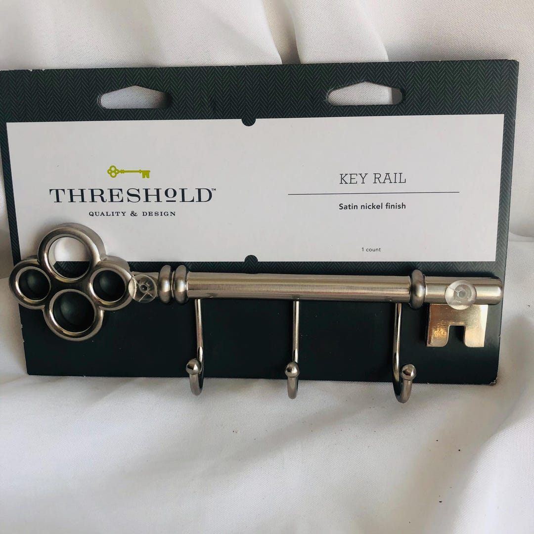 NEW Threshold Brand Key Rail Hook Rack Satin Nickel Finish - Key Shape ...