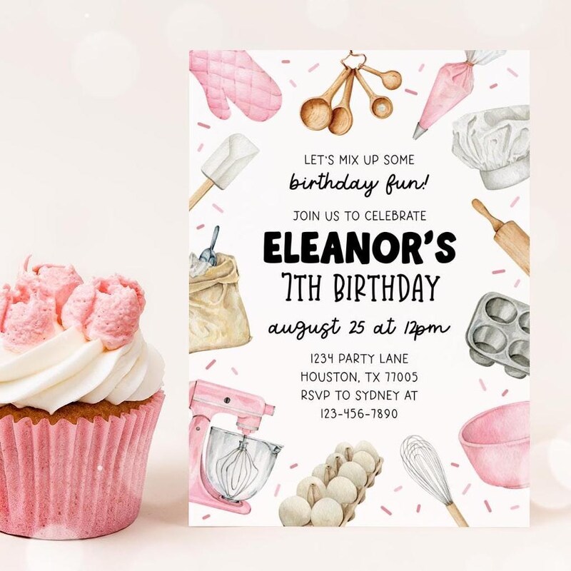 Baking Birthday Invitation - Etsy