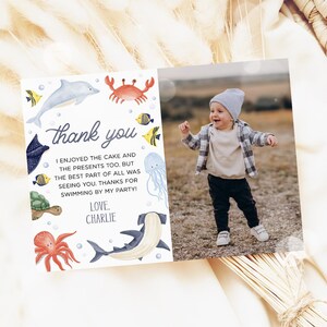 Under the Sea Photo Thank You Card Dolphin Shark Fish Ocean Thank You ...