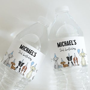 Dog Water Bottle Label Editable Template, Puppy Water Bottle Label, Dog ...