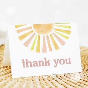 Editable Sunshine Thank You Card, First Trip Around the Sun Folded ...