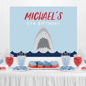 Editable Shark Backdrop Banner Template Shark Theme Party - Etsy