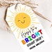 Editable Bright School Year Gift Tag Template, Sun First Day of School ...