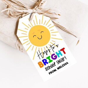 Editable Bright School Year Gift Tag Template, Sun First Day of School ...
