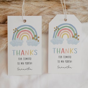 Editable Rainbow Birthday Party Favor Tag, Rainbow Thank You Tag ...