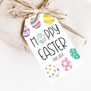 Editable Hoppy Easter Favor Tag, Easter Gift Tag, Easter Basket Tag ...