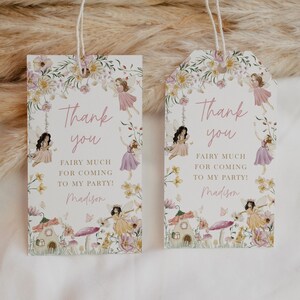 Editable Fairy Birthday Party Favor Tag, Fairy Thank You Tag, Enchanted ...