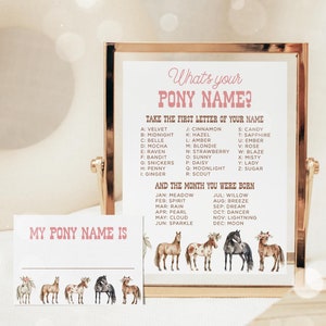 What's Your Pony Name Game, Horse Name Game, Western Cowgirl Birthday ...