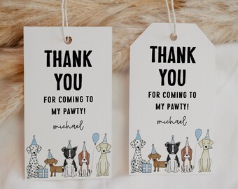 Puppy Favour Tags Dog Birthday Favor Lets Pawty Gift Tag - Etsy