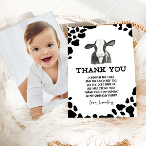 Cow Thank You Card, Holy Cow Birthday Thank You Card Editable Template ...