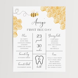 Bee Birthday Milestone Poster Editable Bumble Bee Milestone - Etsy