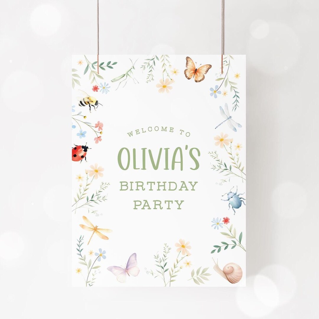 Bug Welcome Sign, Insect Party Sign, Outdoor Birthday Party Decorations ...