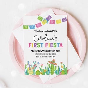First Fiesta Birthday Invitation, Mexican Theme Girl 1st Birthday Party ...