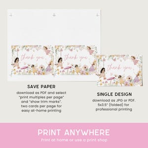 Folded Fairy Thank You Card, Fairy First Birthday Thank You Card ...