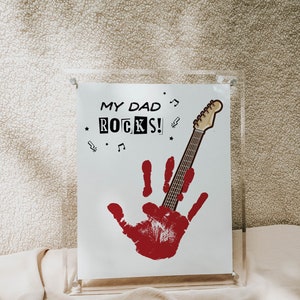 Printable Guitar Handprint Art, My Dad Rocks Fathers Day Gift, Dad ...