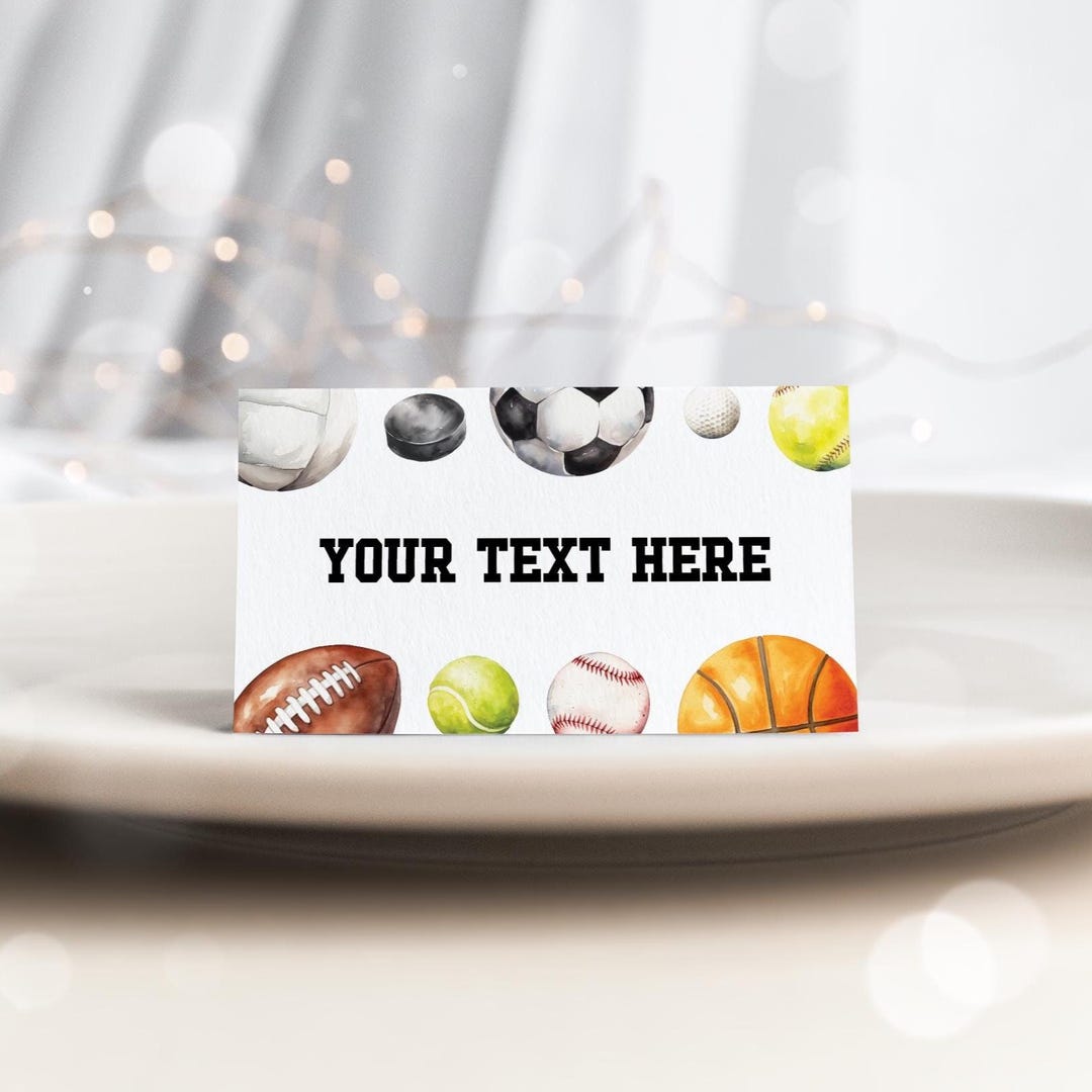 Sports Food Label, Sport Birthday Place Card, Rookie Year Buffet Card ...