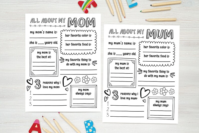 All About My Mom All About My Mum Printable Mothers Day - Etsy