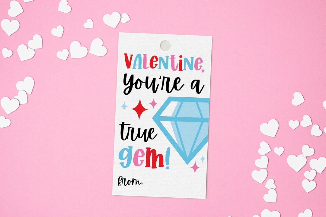 Printable Ring Candy Valentine Card, You're a Gem Valentine's Day Tag ...
