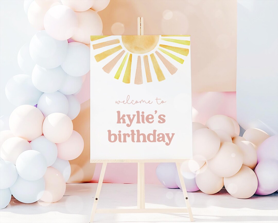 Editable Sun Welcome Sign, Sunshine Birthday Welcome Sign, First Trip ...