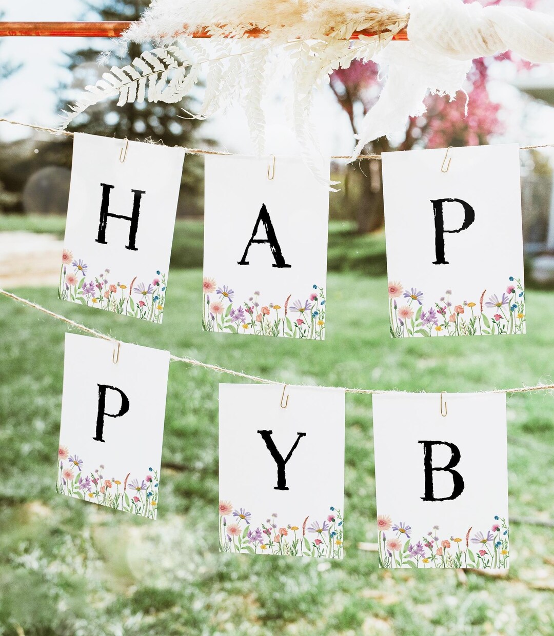 Wildflower Happy Birthday Banner, Wild Flower Party Banner, Printable ...