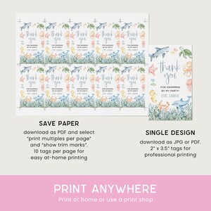 Editable Under the Sea Birthday Party Favor Tag, Dolphin Turtle Shark ...