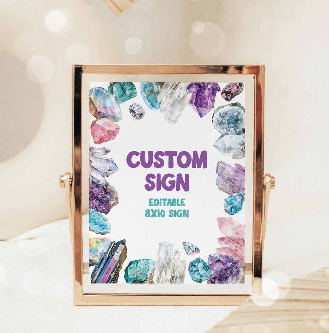 Girl Geology Birthday Editable Sign, Rock 8x10 Customizable Party Sign ...