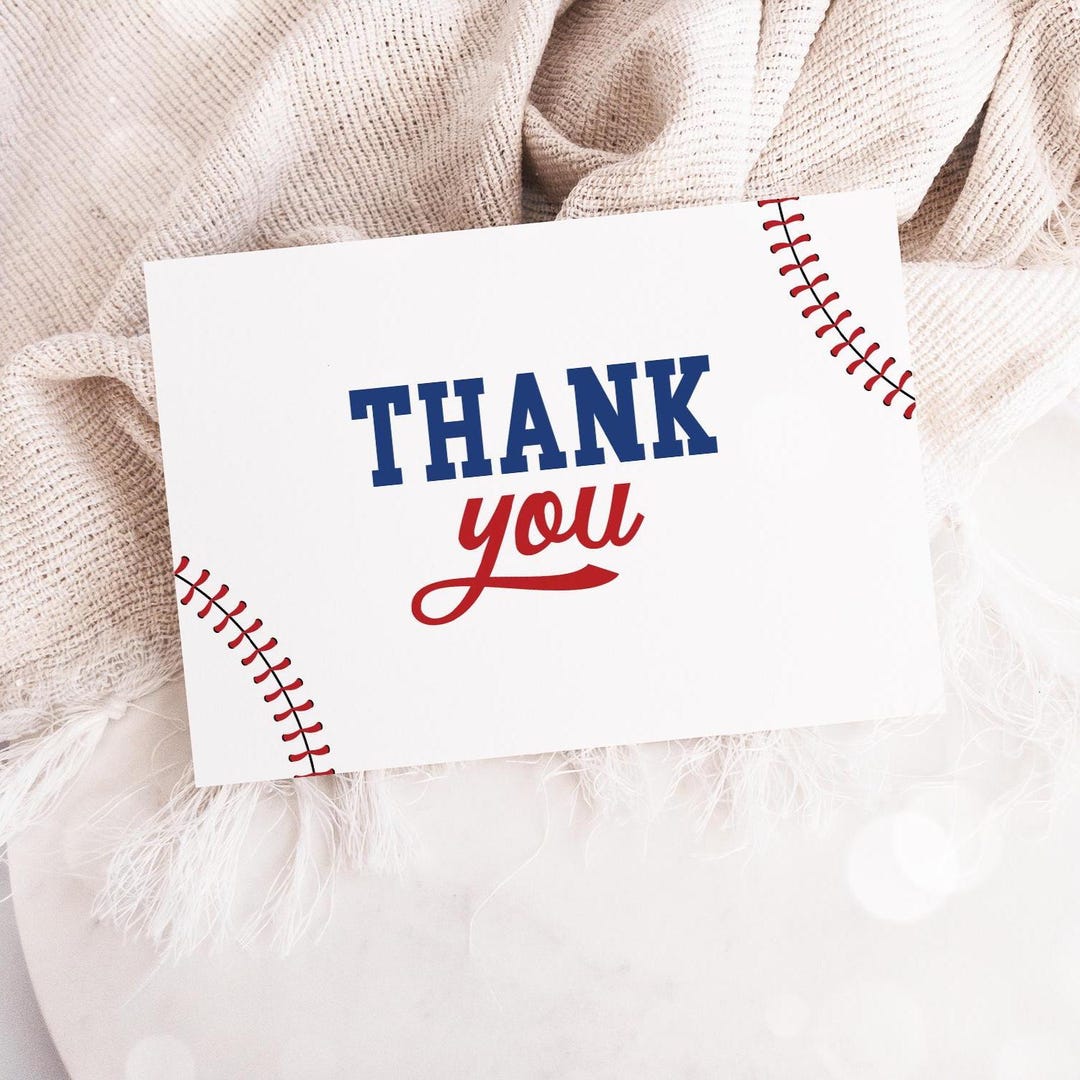 Baseball Thank You Card, Baseball Boy Birthday Thank You, Rookie Year ...