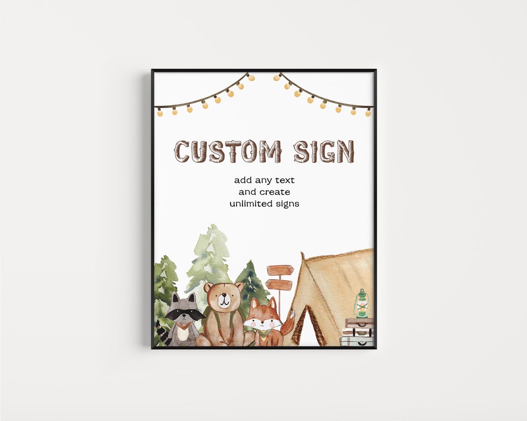 Editable Camping Custom Sign Camp 8x10 Customizable Party Sign Campout ...