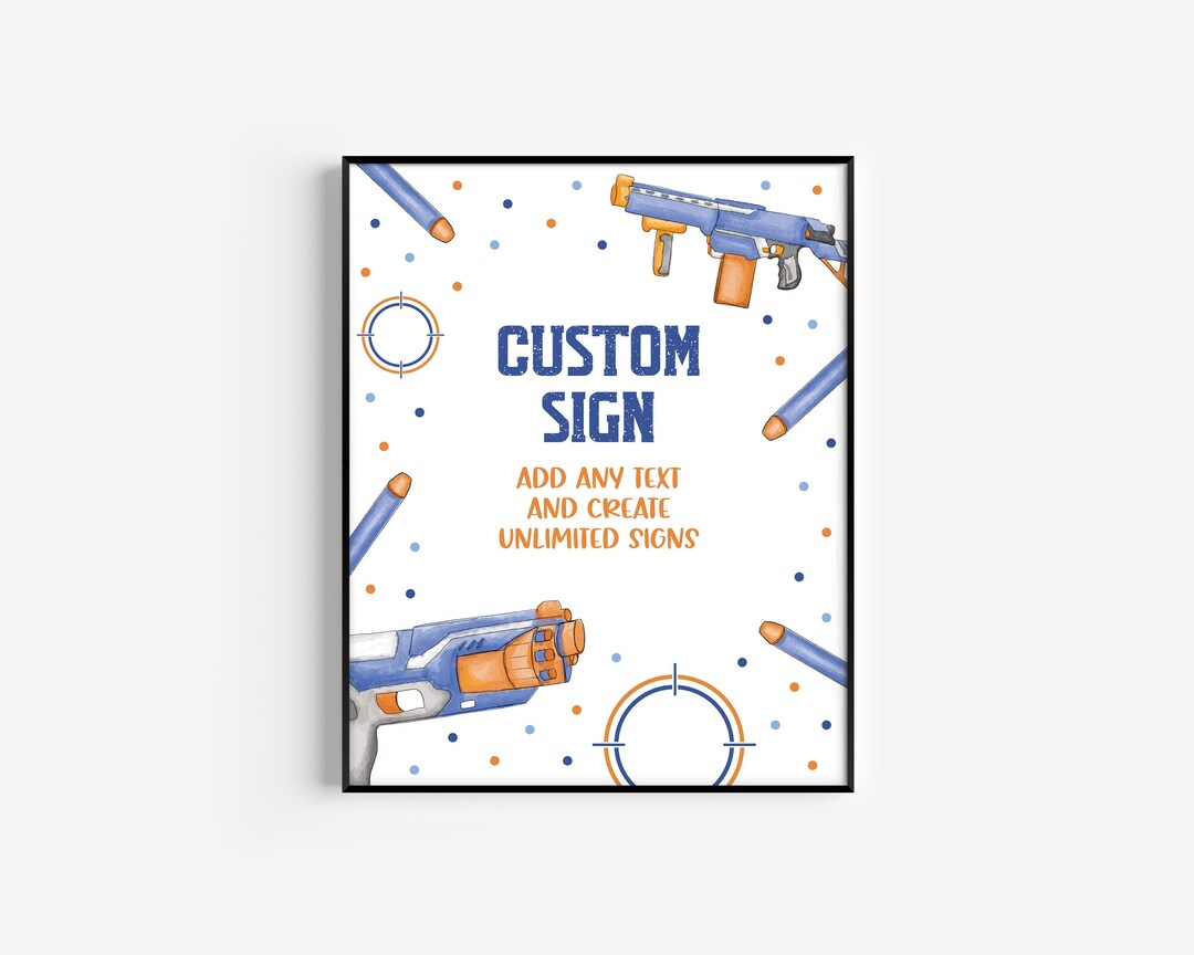 Editable Dart Gun Custom Sign Dart Gun 8x10 Customizable Party - Etsy