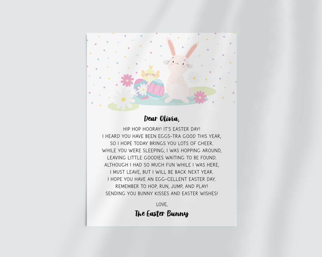 Editable Letter From the Easter Bunny, Personalized Easter Bunny Letter ...