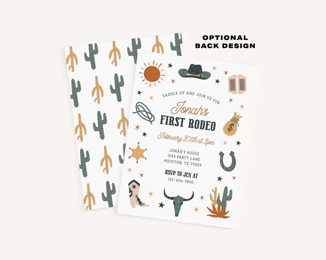 Editable First Rodeo Birthday Invitation Wild West First - Etsy