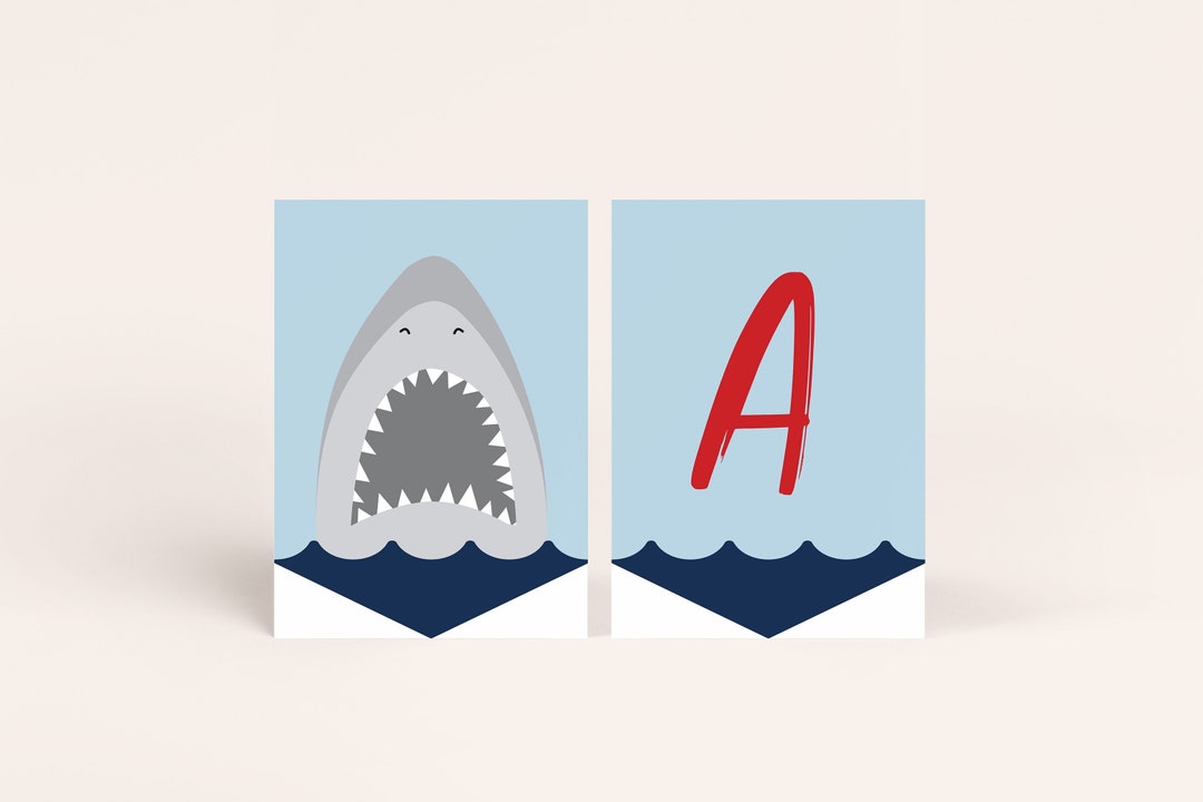Editable Shark Happy Birthday Banner Shark One High Chair Banner Modern ...
