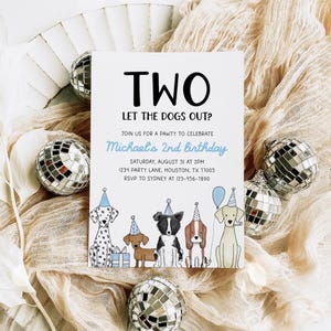 Dog 2nd Birthday Invitation, Two Let the Dogs Out, Puppy Party Invite ...