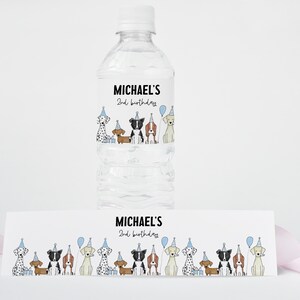 Dog Water Bottle Label Editable Template, Puppy Water Bottle Label, Dog ...