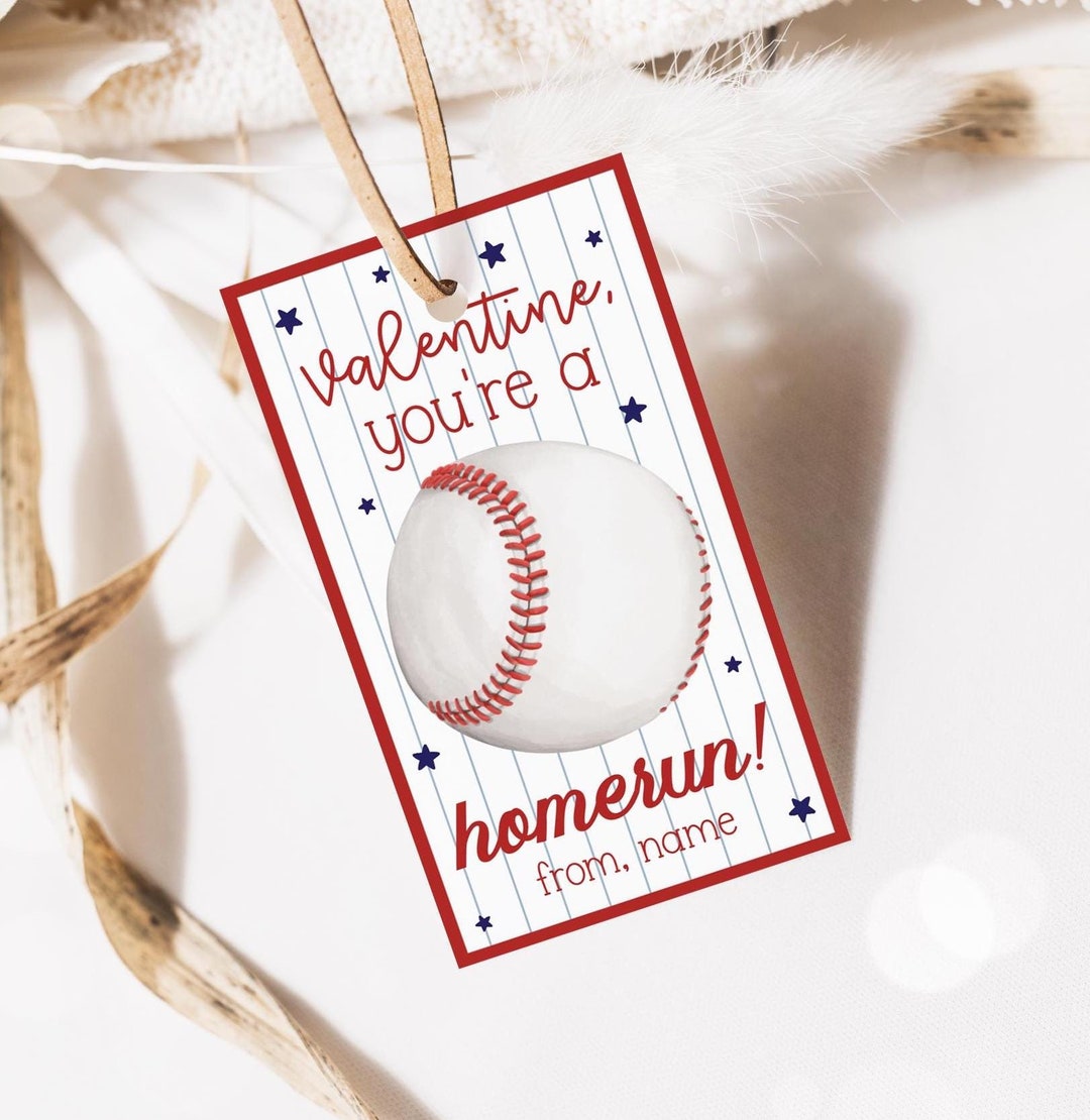 Baseball Valentines Day Tag, Home Run Valentine Teacher Team Class Gift ...