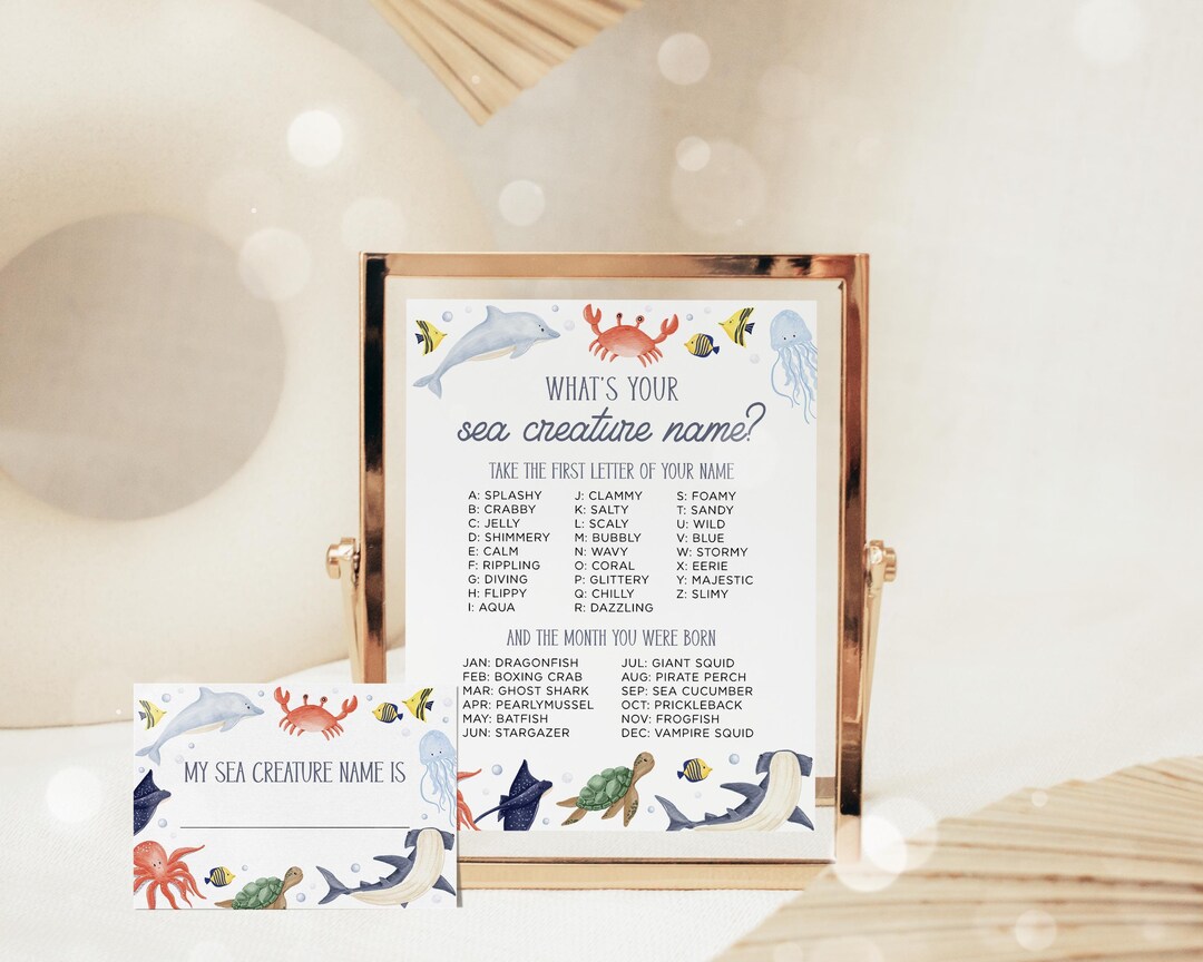 What's Your Sea Creature Name Game, Under the Sea Party Game, What's ...